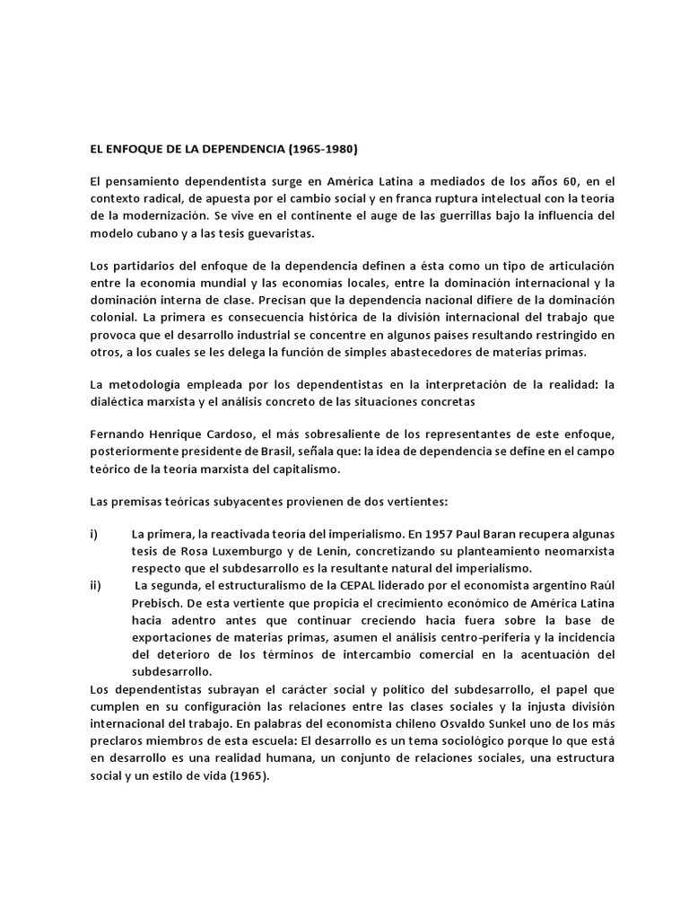3.1el Enfoque de La Dependencia | PDF | Capitalismo | Sociedad