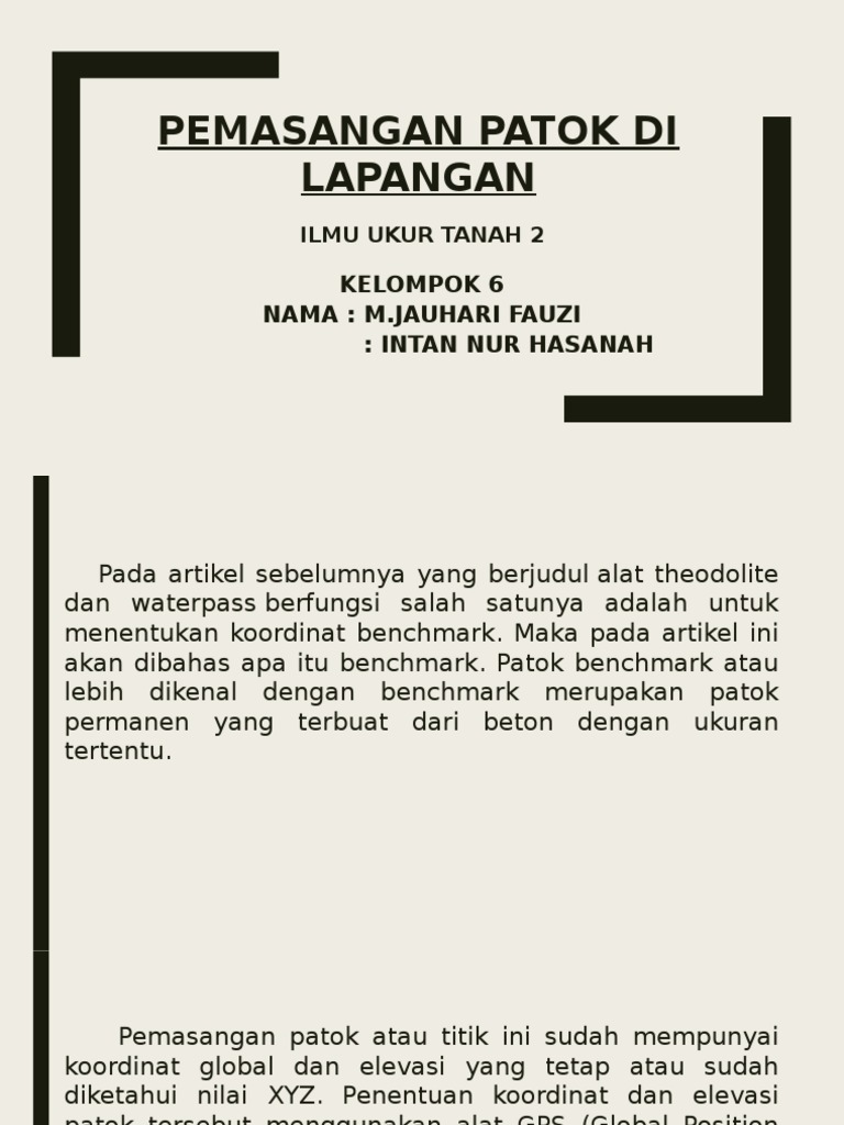 Pemasangan Patok Benchmark Tanah | PDF