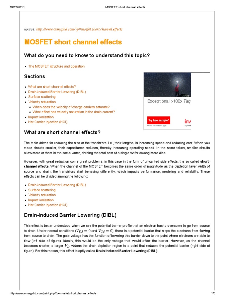 Understanding MOSFET Short Channel Effects | PDF | Field Effect ...