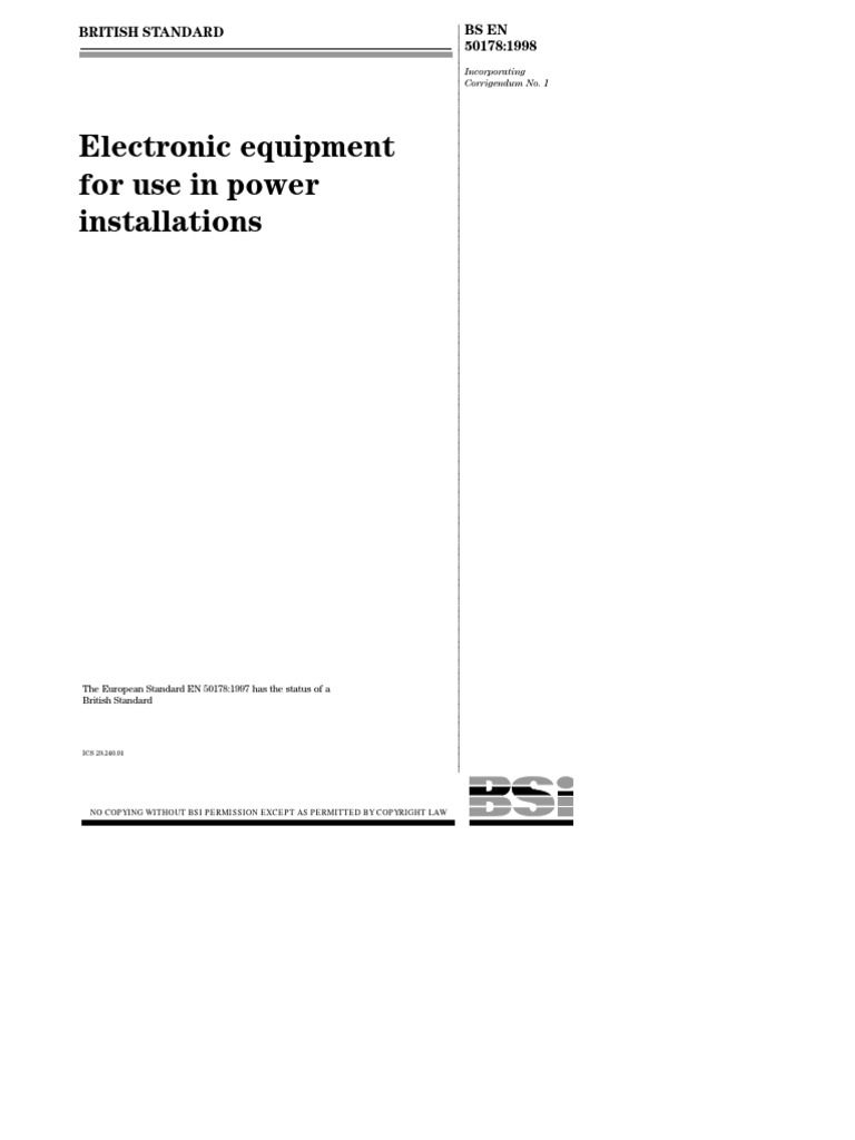 En 50178 | PDF | Electrical Connector | Insulator (Electricity)