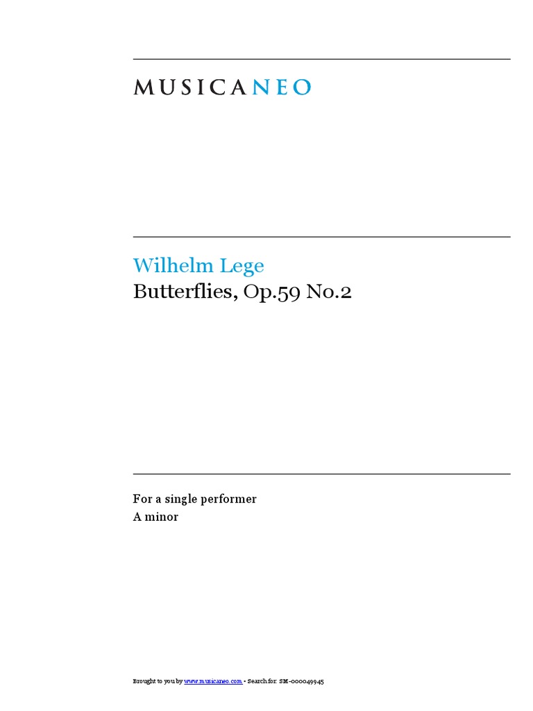 Wilhelm Lege: Butterflies, Op.59 No.2 | PDF