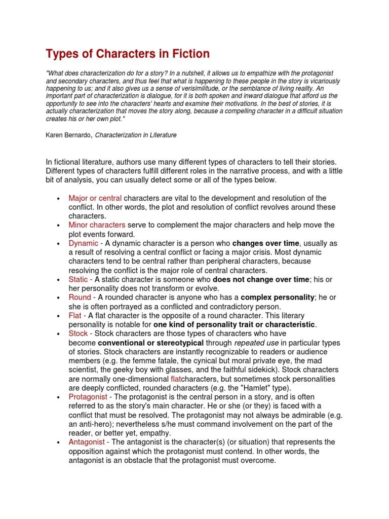 Types of Characters in Fiction | PDF | Narration | Narrative