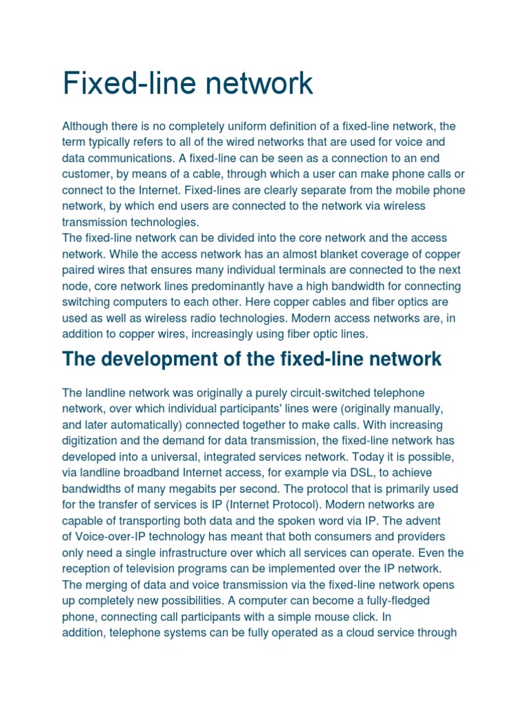 Overview of Fixed-Line Networks and VoIP | PDF | Voice Over Ip ...