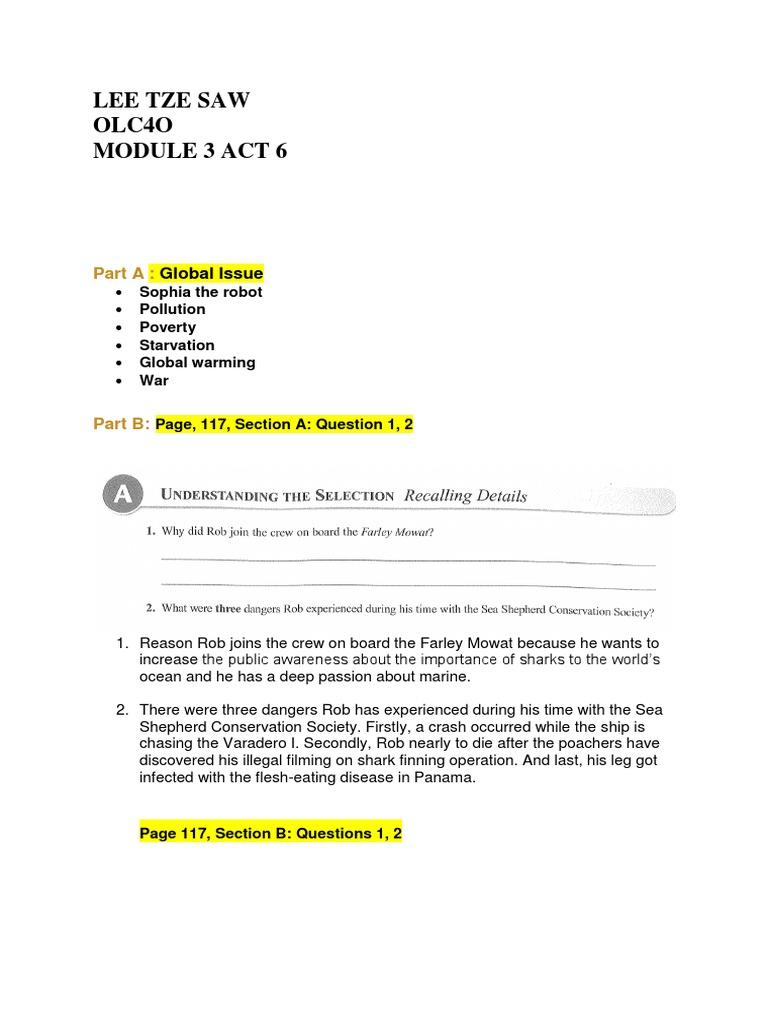 Lee Tze Saw Olc4O Module 3 Act 6: Global Issue | PDF | Sharks | Social ...