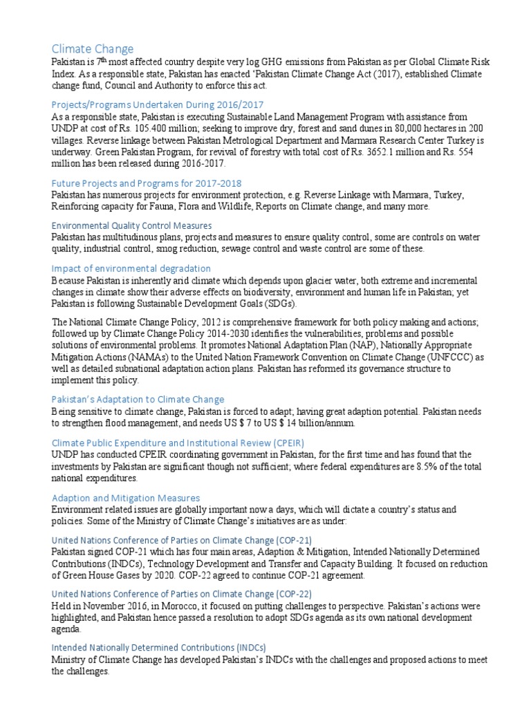 Climate Change: Environmental Quality Control Measures | PDF | United ...