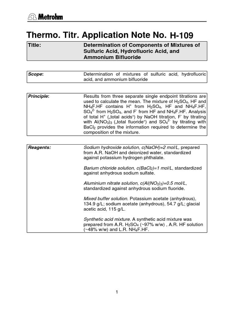AN-h109 | PDF | Titration | Chemistry