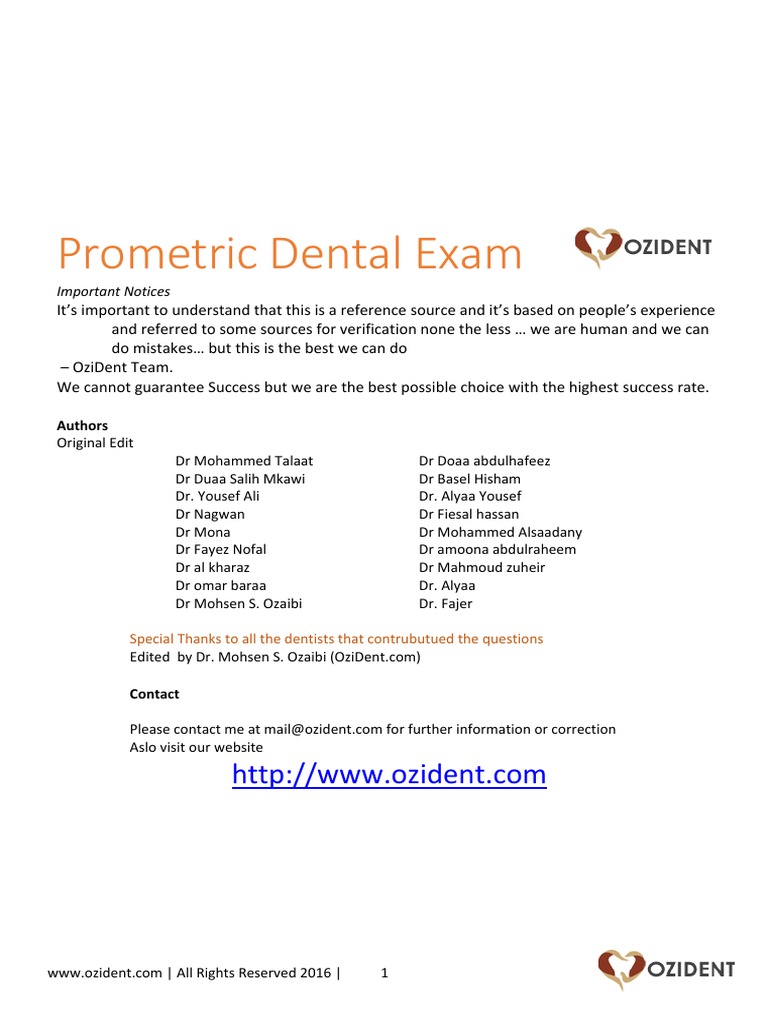 Prometric Dental Exam: Important Notices | PDF | Tongue | Biopsy