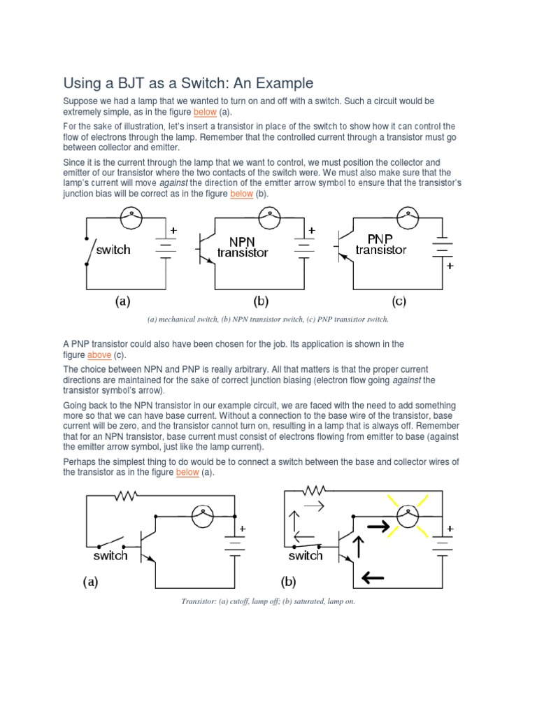 Using A BJT As A Switch: An Example: Below | PDF | Analog To Digital ...
