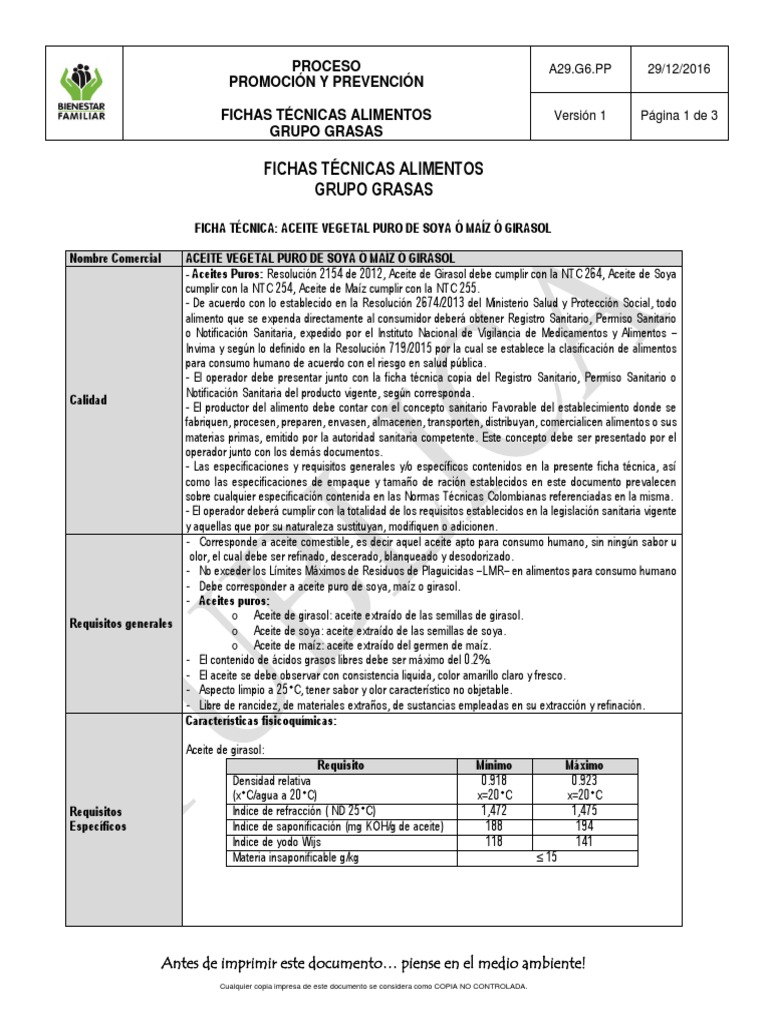 A29.g6.pp Fichas Tecnicas Grupo Grasas v1 | PDF | Petróleo | Aceite vegetal