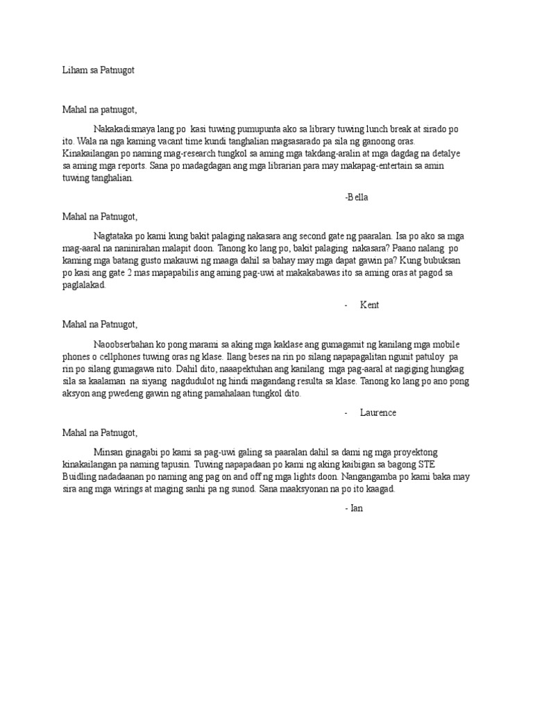 Liham Sa Patnugot | PDF