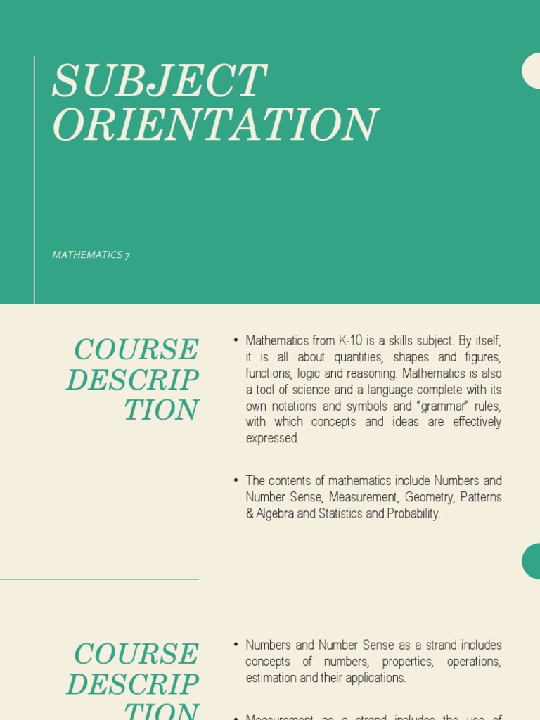 Subject Orientation | PDF | Geometry | Teaching Mathematics