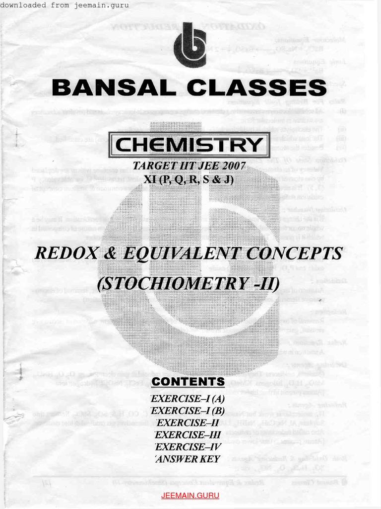 Redox and Equivalent Concepts (Stochiometry-Ii) PDF | PDF | Redox ...