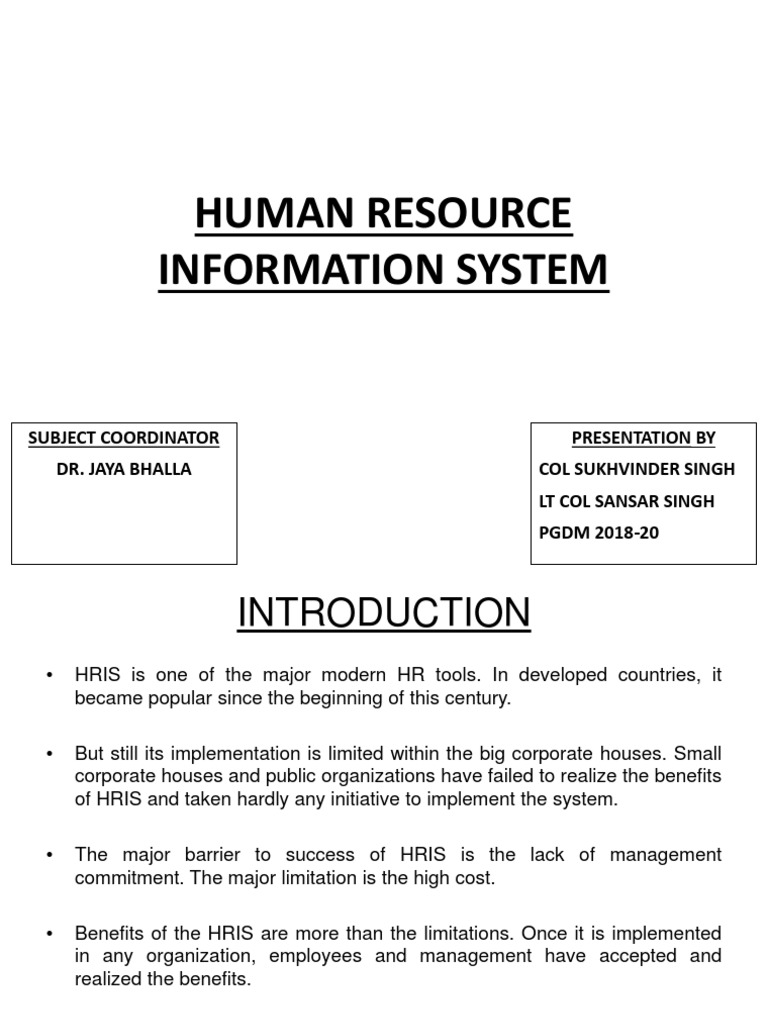 Human Resource Information System | PDF | Software Development | Human ...