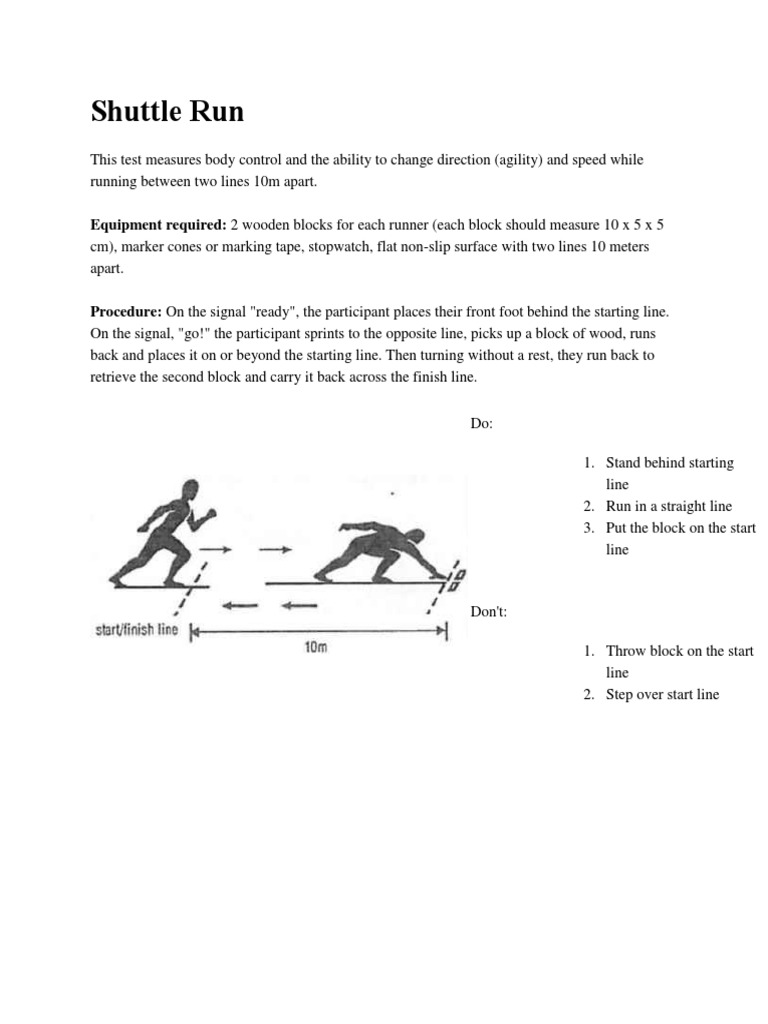 Shuttle Run: Equipment Required: 2 Wooden Blocks For Each Runner (Each ...