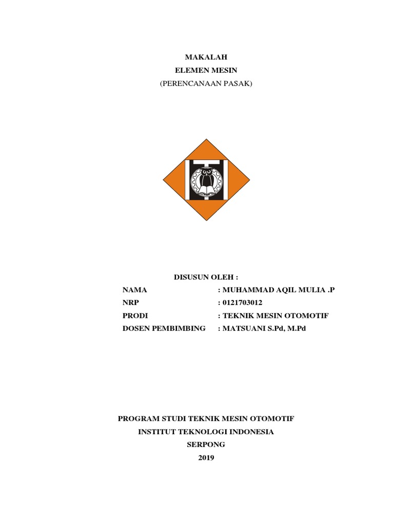 Perencanaan Pasak dalam Elemen Mesin | PDF