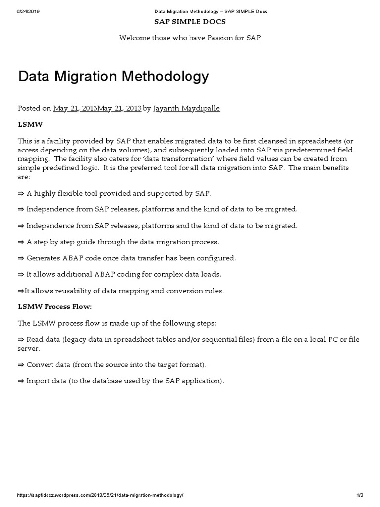 Data Migration Methodology | PDF | Sap Se | Information Retrieval