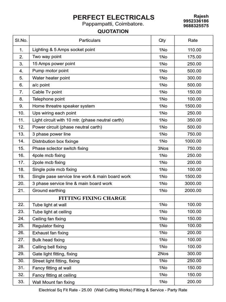 Perfect Electricals: Quotation | PDF | Electricity | Machines
