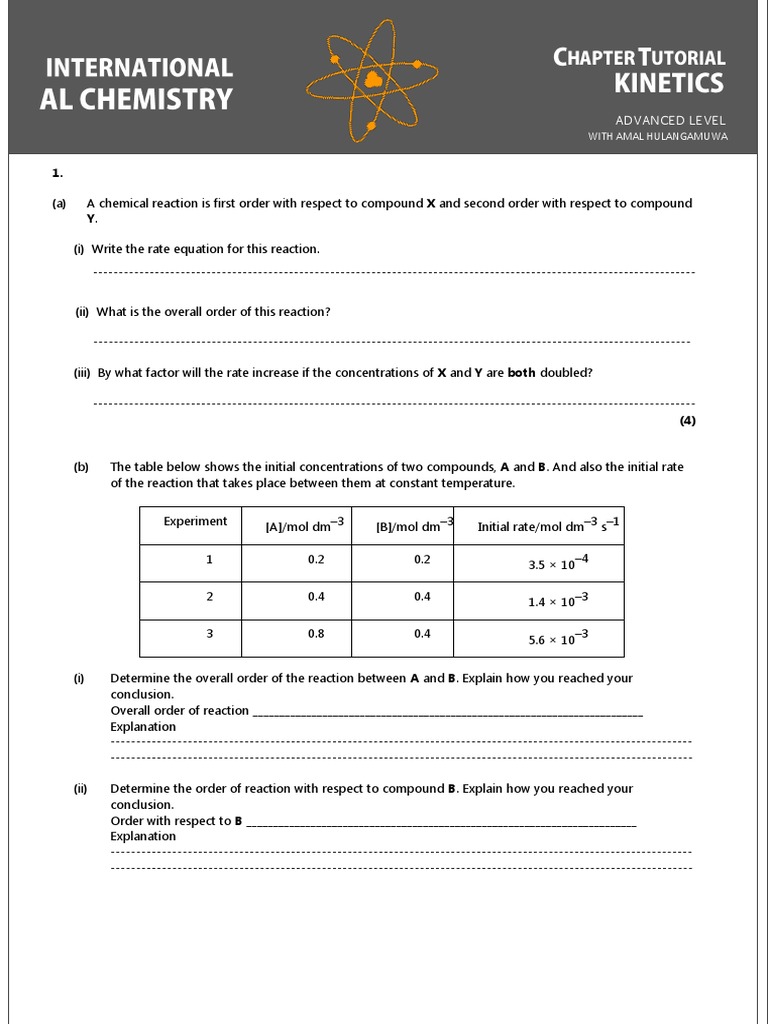 Chapter Tutorial Kinetics | Download Free PDF | Reaction Rate | Reaction Rate Constant