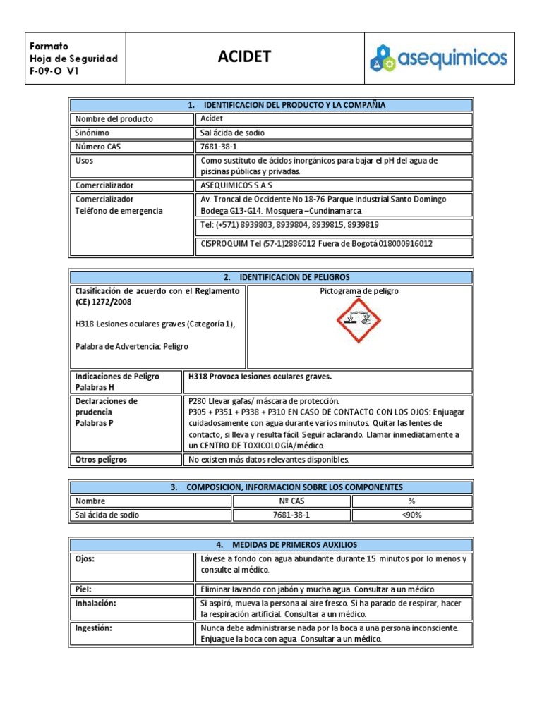 F-09-O HS - Acidet | PDF | Polvo | Guante