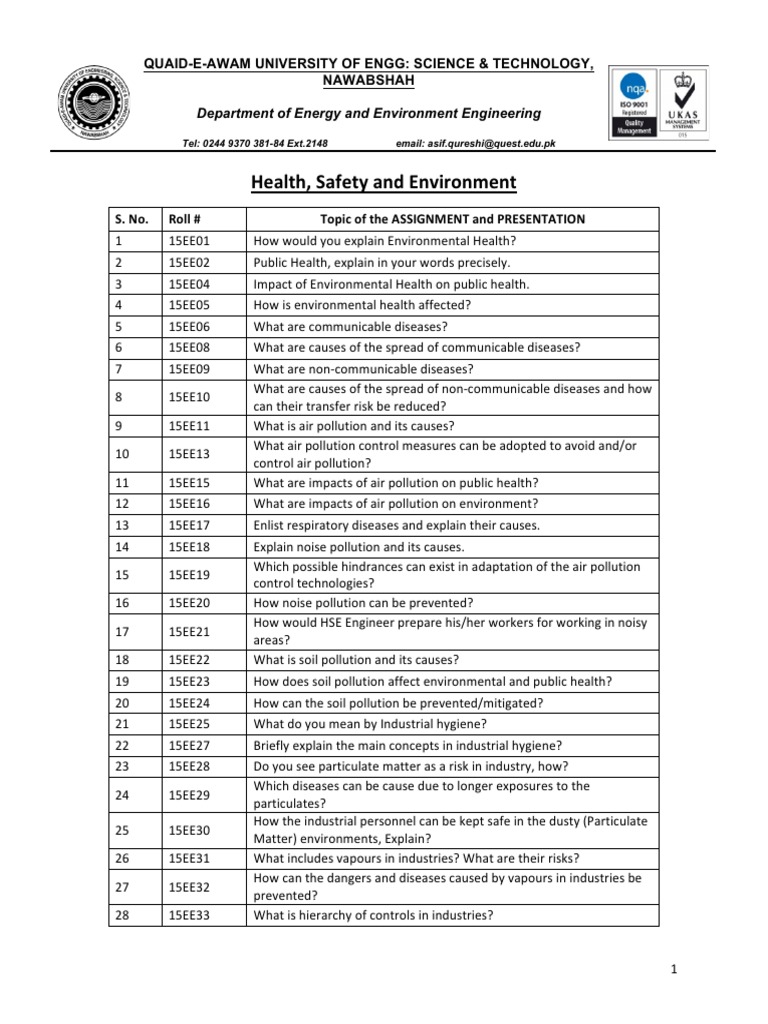 Environmental Health Presentation Topics | PDF | Pollution | Public Health