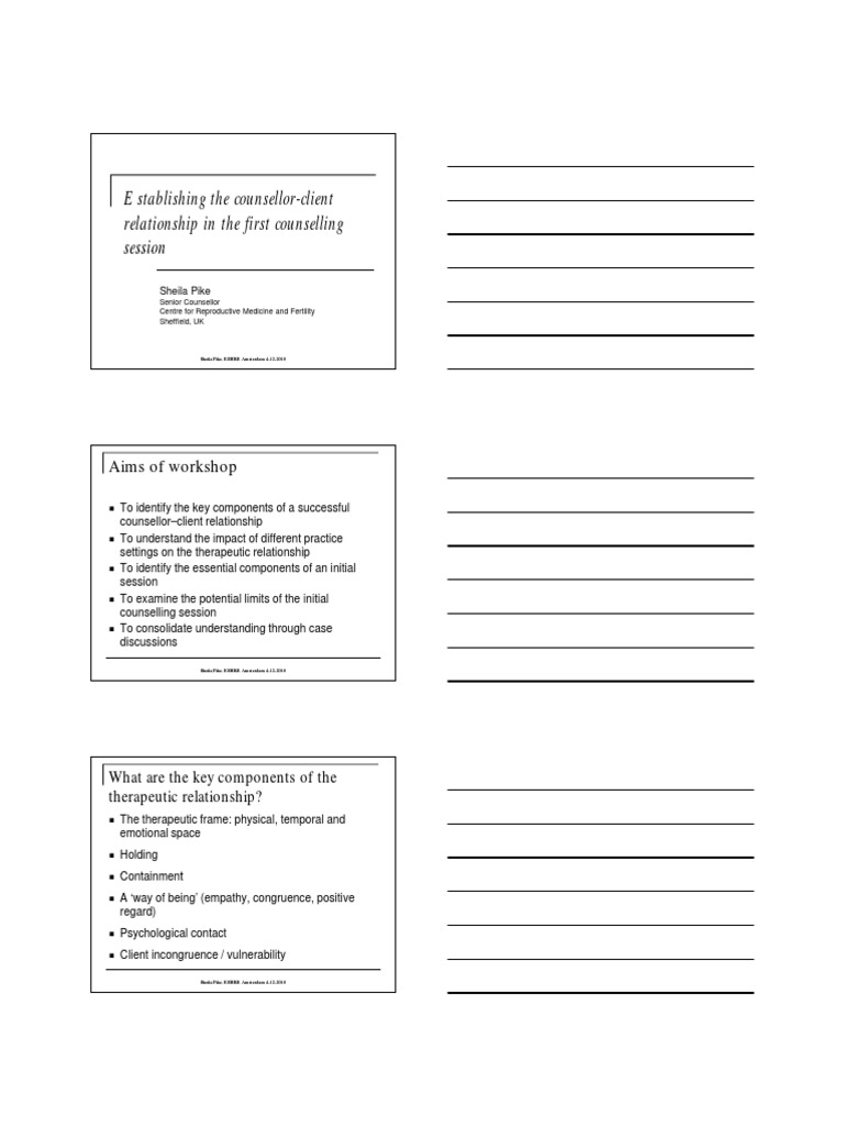 Establishing The Counsellor-Client Relationship in The First ...