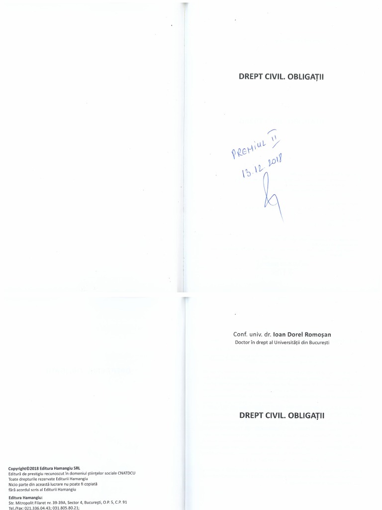 Drept Civil Obligatii PDF | PDF