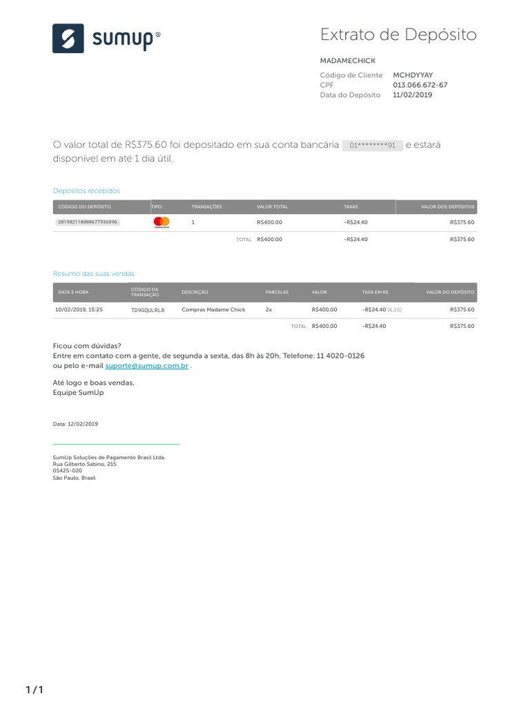 Comprovante de Deposito | PDF