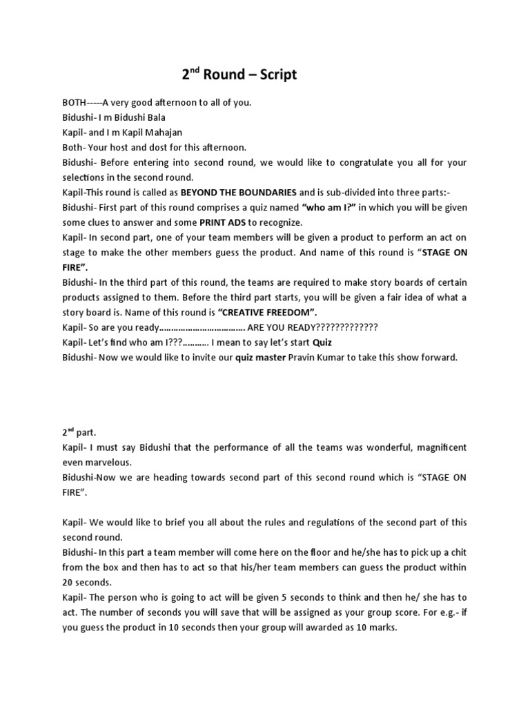 2 Round - Script: FIRE" | PDF | Career & Growth