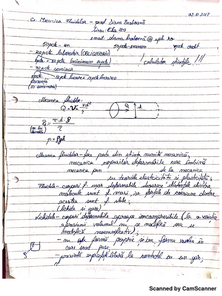 Cursuri Mecanica Fluidelor Isb 2017 | PDF