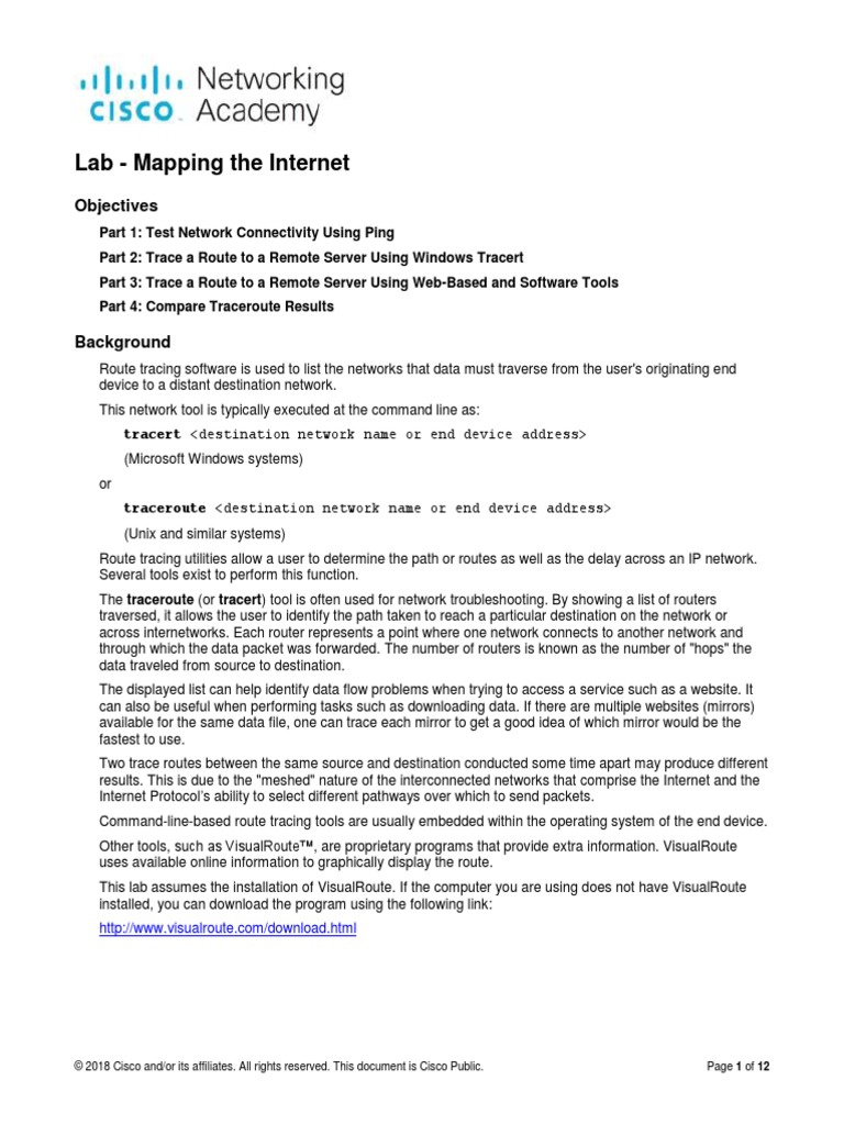 1.1.2.4 Lab - Mapping The Internet PDF | PDF