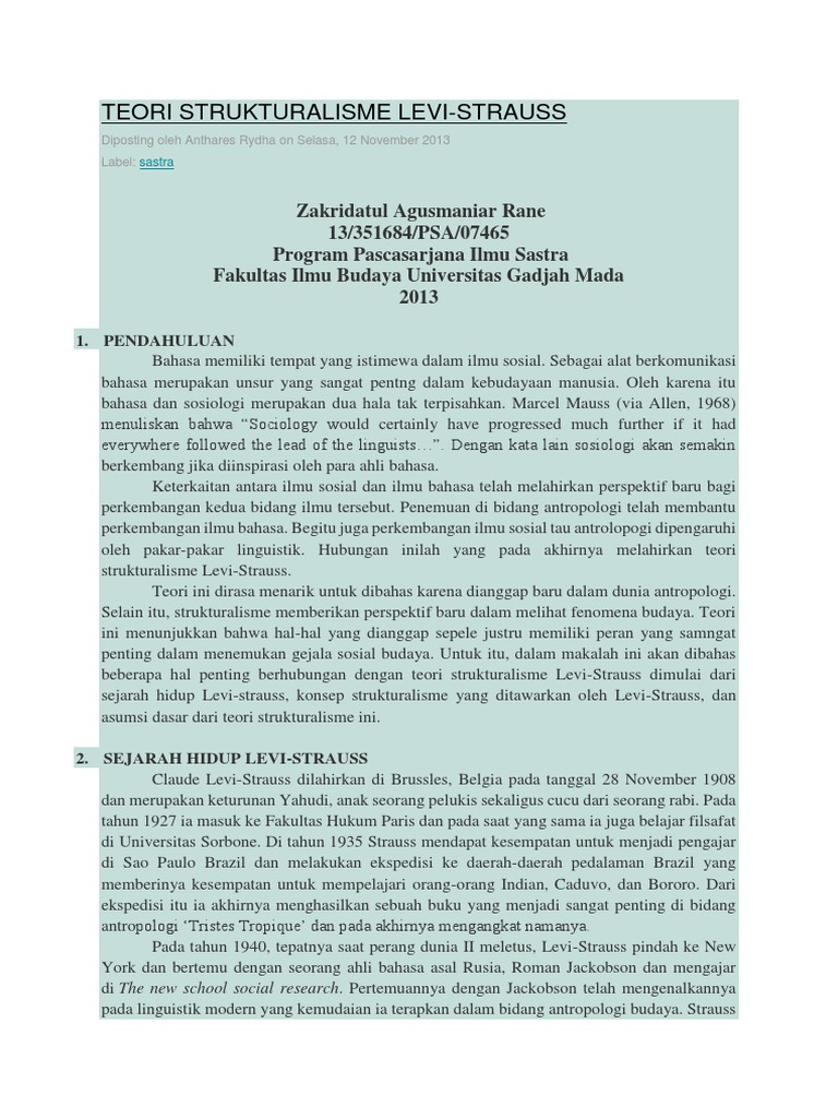 Teori Strukturalisme Levi | PDF