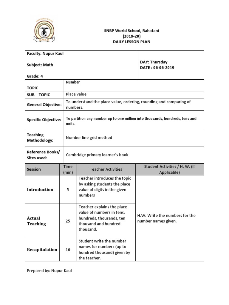 Lesson Plans For Grade 4 Math 3jun-7 Jun | PDF | Lesson Plan | Pedagogy