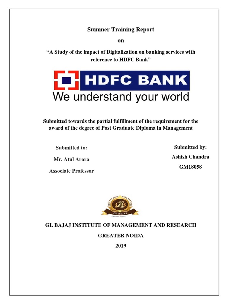Sip Report HDFC Bank (Digitization) | PDF | Reserve Bank Of India | Banks