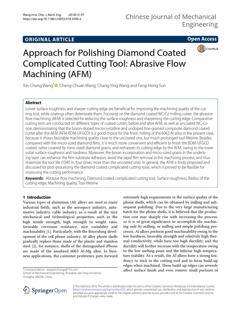Approach For Polishing Diamond Coated Complicated Cutting Tool ...