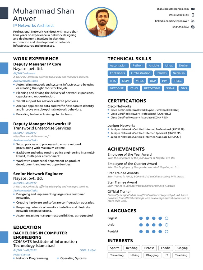 Resume of A Network Engineer | PDF | Juniper Networks | Cisco ...