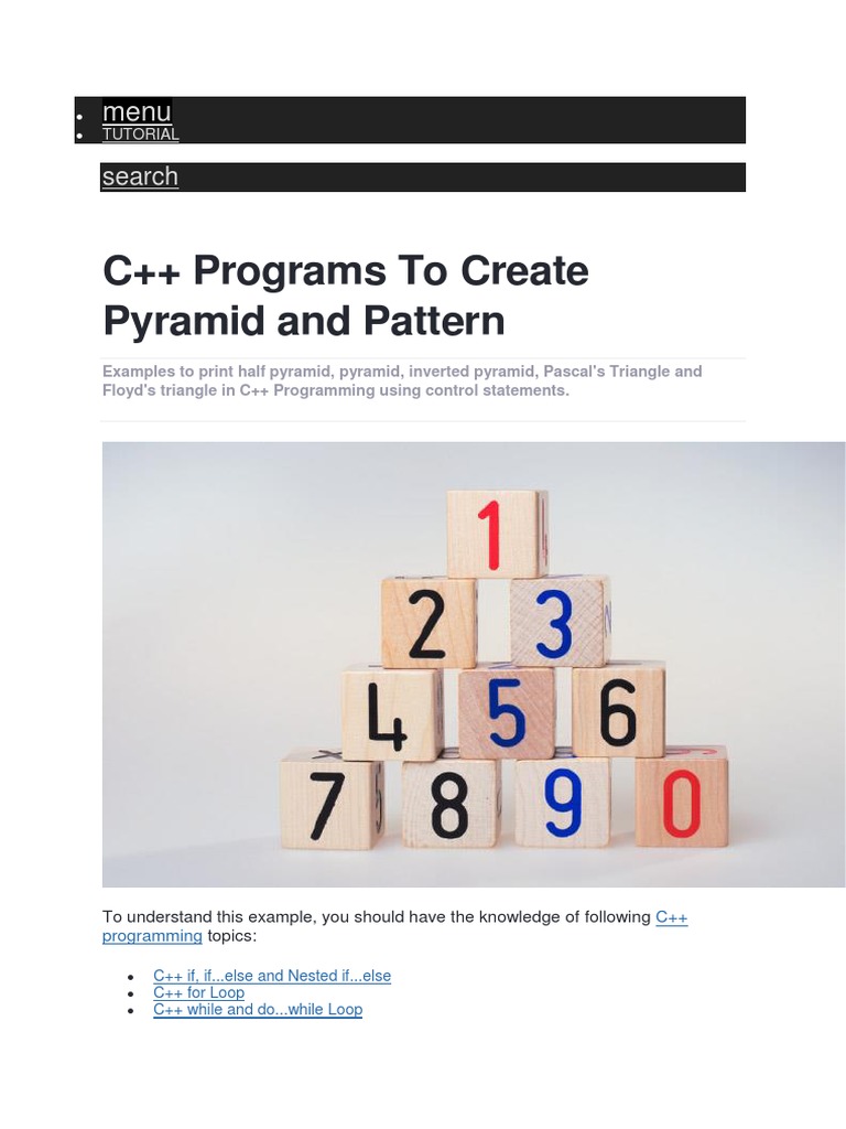 C++ Programs To Create Pyramid and Pattern: Search | Download Free PDF ...
