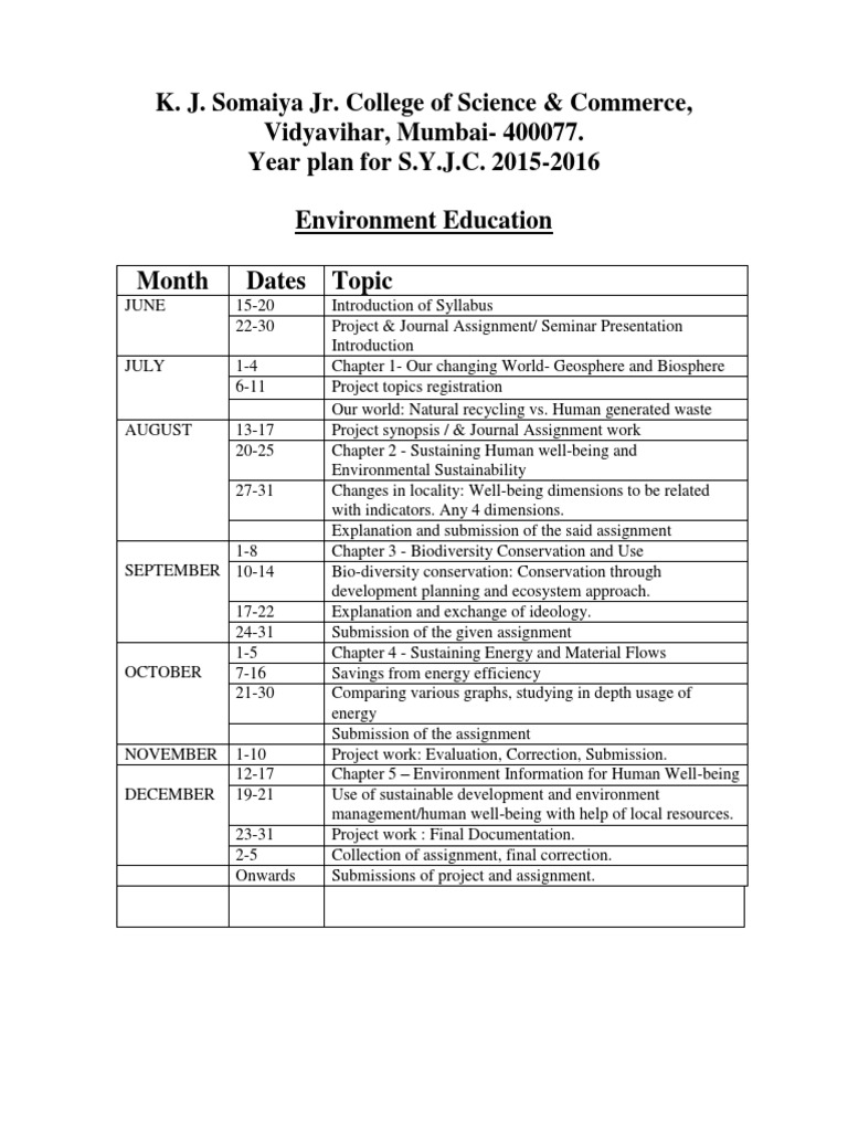 Year Plan for Environment Education | PDF | Conservation Biology ...