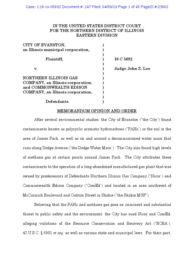 Evanston V Nicor, ComEd - 16-C-5692 - April 9 Order Denying Motion For Preliminary Injunction ...