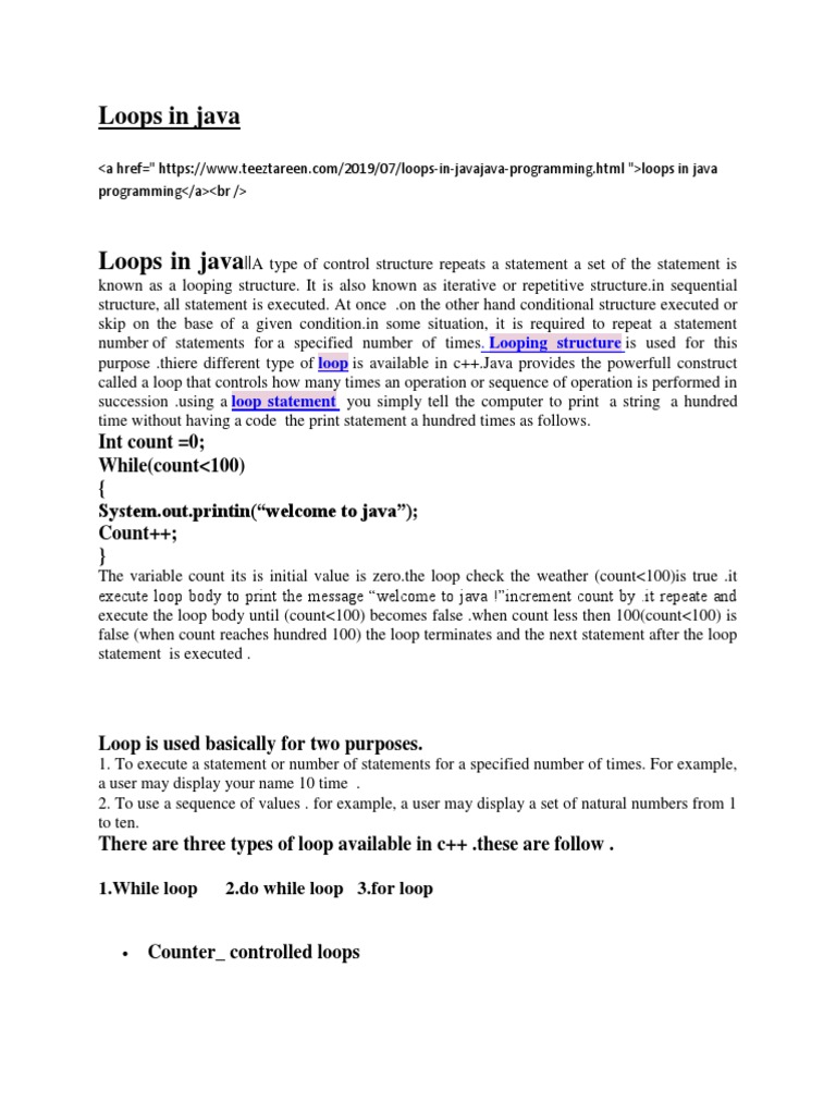 Loops in Java | PDF | Control Flow | Software Development