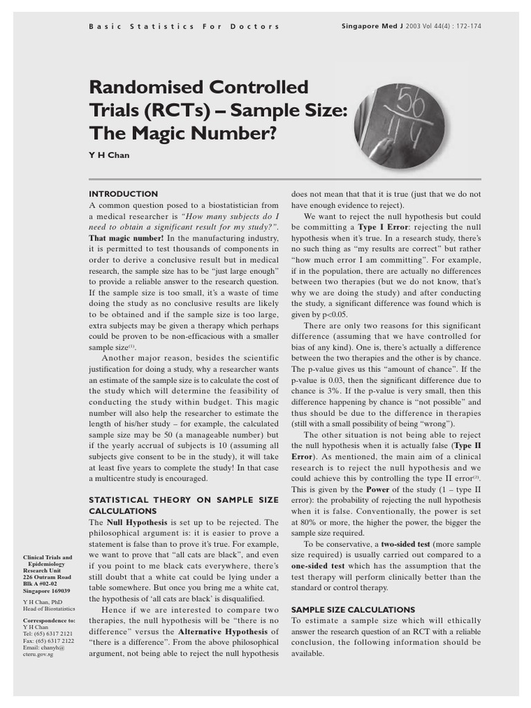Randomised Controlled Trials (RCTS) - Sample Size: The Magic Number ...