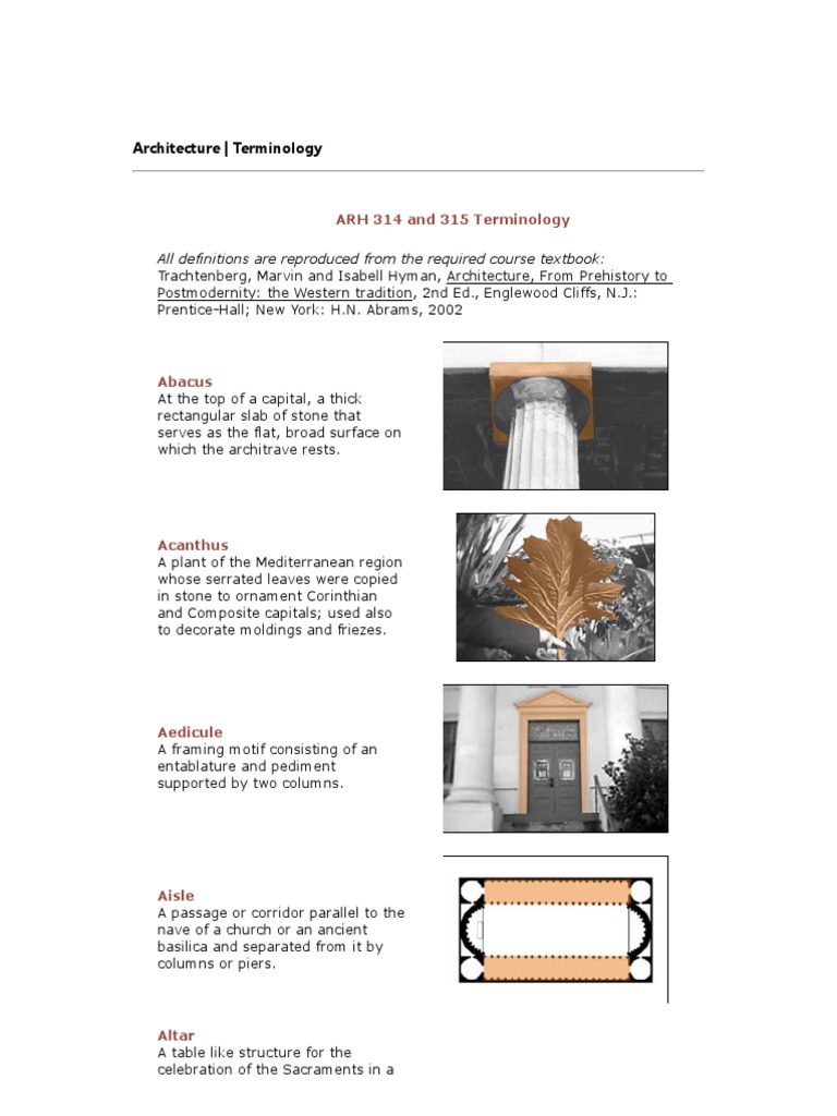 Architecture Vocabulary | PDF | Column | Vault (Architecture)
