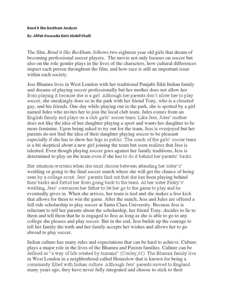 Bend it like Beckham Analysis: Gender, Culture and Identity | PDF ...
