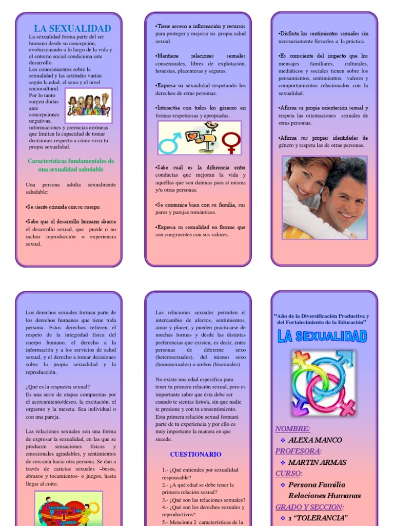 Triptico De La Sexualidad 2019 La Sexualidad Humana Relaciones Sexuales