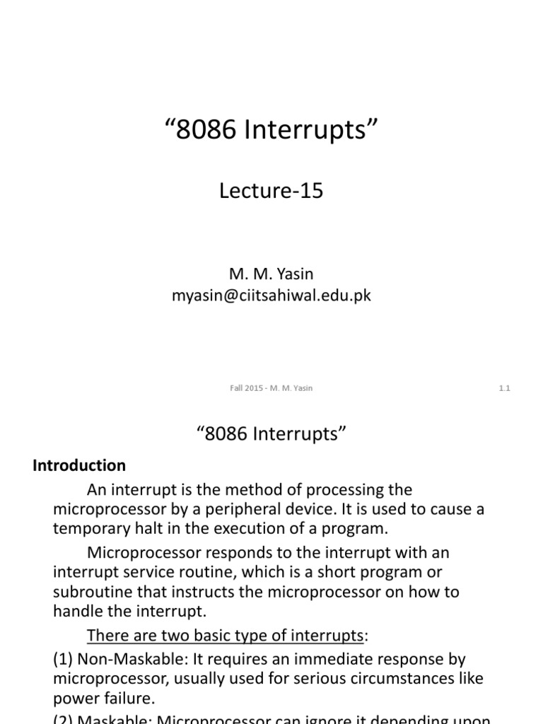 Lec 15 COAL Interrupts | PDF | Central Processing Unit | Subroutine