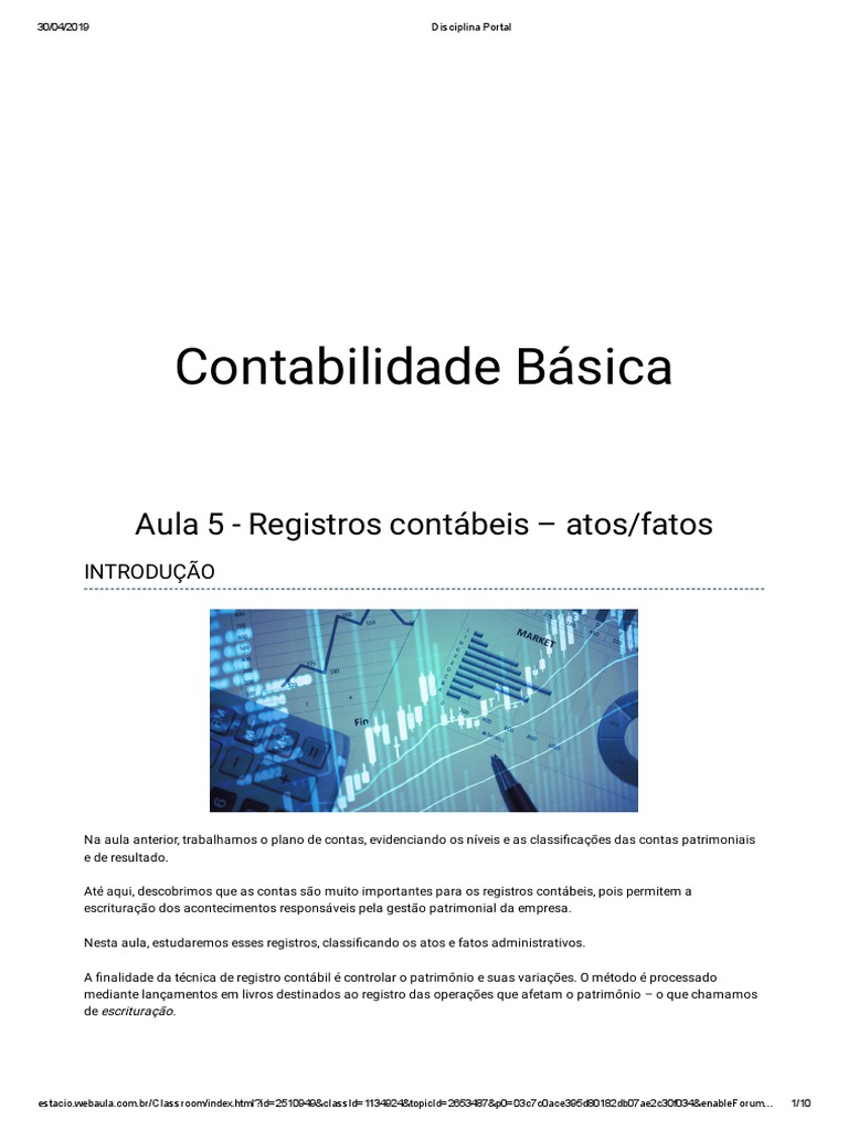 Registros e Atos Contábeis Básicos | PDF | Escrituração contábil ...