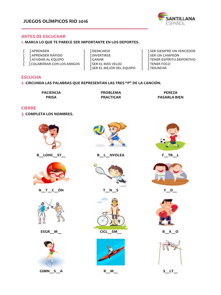 Juegos Olímpicos Río 2016: Actividades educativas | PDF | Deportes ...