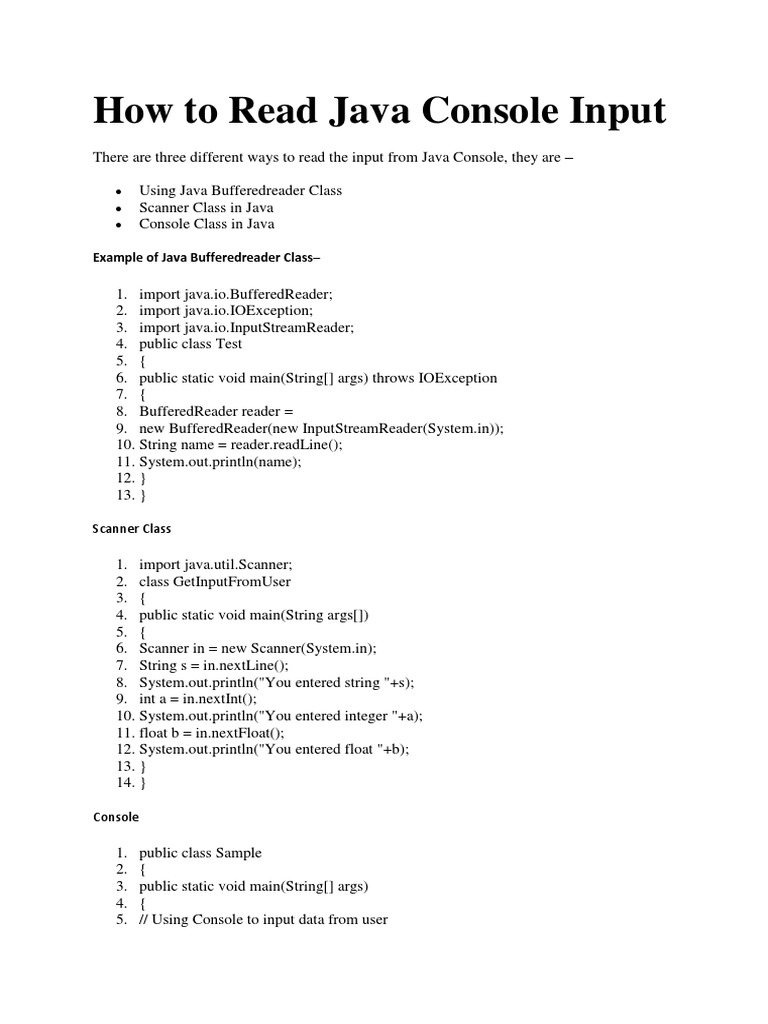 How To Read Java Console Input | PDF How To Read Java Console Input | PDF