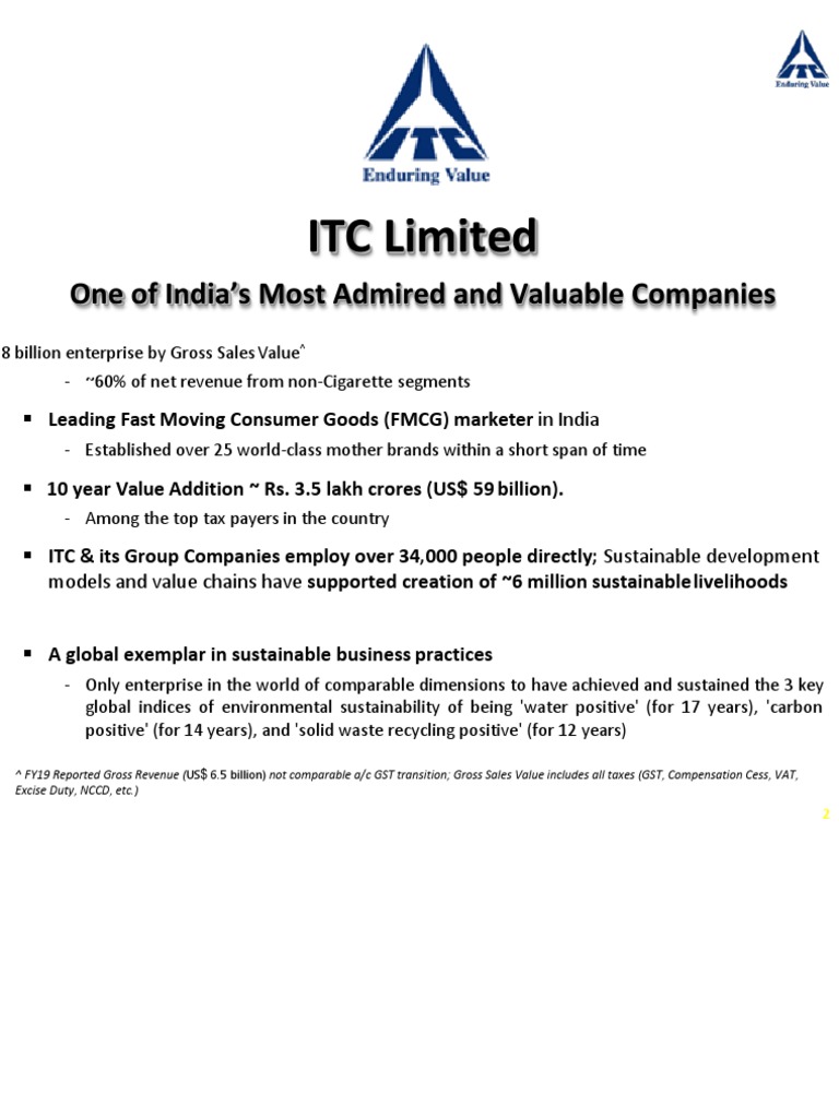 ITC Corporate Presentation | PDF | Cigarette | Paperboard