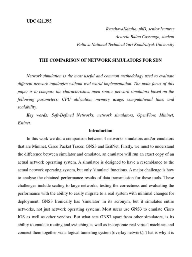 Comparison Of Sdn Network Simulators Pdf Computer Network Emulator
