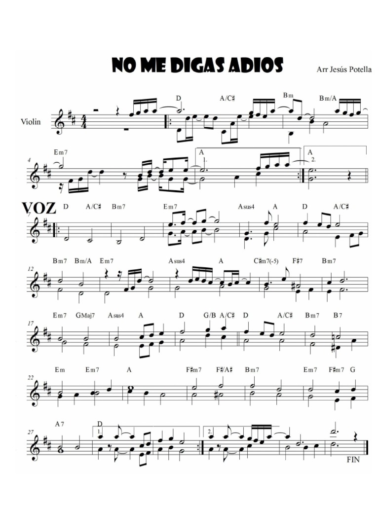 No Me Digas Adios Partitura | PDF